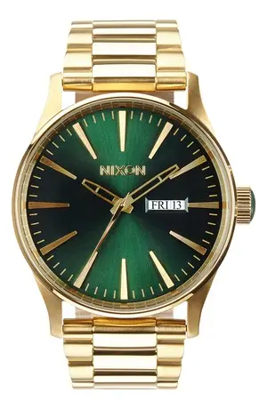 Nixon Nixon Sentry Bracelet Watch Gold/ Green/ Gold