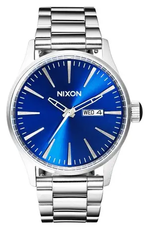 Nixon Nixon Sentry Bracelet Watch Silver/blue Sunray