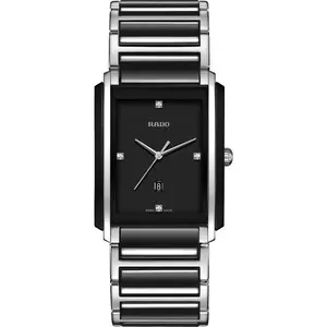 RADO Integral Diamond Ceramic Bracelet Watch - Black/silver