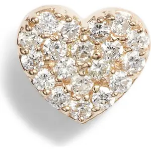 Anzie Pavé Diamond Single Heart Stud Earring - Gold/ Diamond