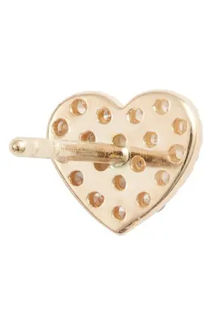 Anzie Pavé Diamond Single Heart Stud Earring
