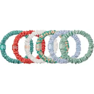 Slip Slip Pure Silk 6-pack Skinny Scrunchies Seabreeze