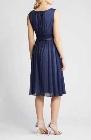 CONNECTED APPAREL Chiffon Overlay Dress