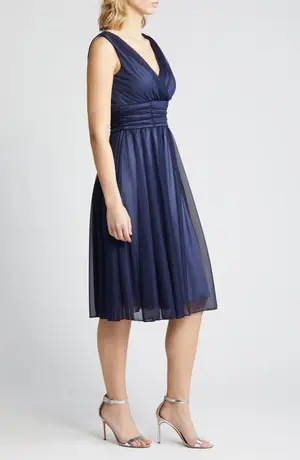 CONNECTED APPAREL Chiffon Overlay Dress