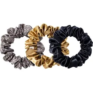 Slip Slip 3-Pack Large Silk Scrunchie Set Gold/leopard/black