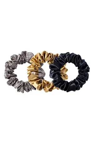 Slip Slip 3-Pack Large Silk Scrunchie Set Gold/leopard/black