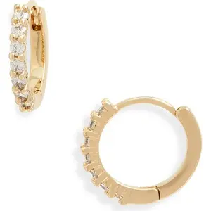 Nordstrom Crystal Huggie Hoop Earrings - Clear- Gold