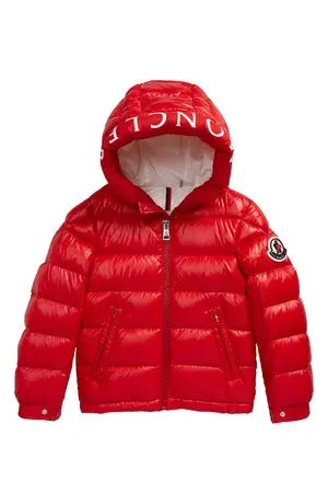 Moncler Toddler  Kids' Salzman Logo Water Resistant Down Puffer Jacket 455 Red