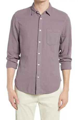 HIROSHI KATO Trim Fit Solid Button-up Shirt Grape