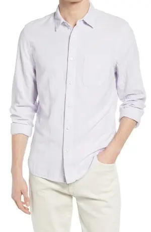 HIROSHI KATO Trim Fit Solid Button-up Shirt Lavendar