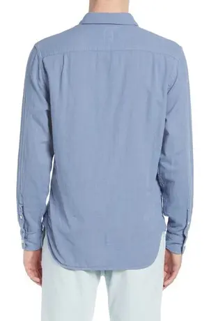 HIROSHI KATO Trim Fit Solid Button-up Shirt - Matte Blue
