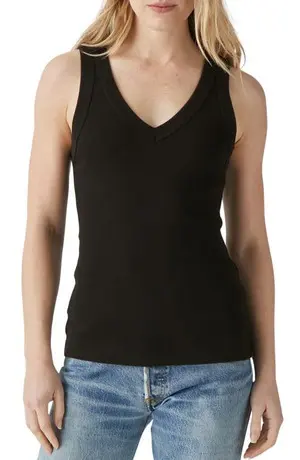 Michael Stars Maya Cotton V-neck Tank - Black