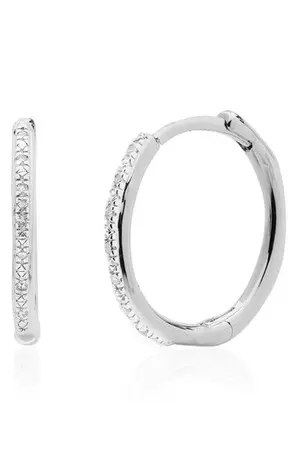 Monica Vinader Small Riva Wave Diamond Hoop Earrings - Silver