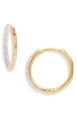 Monica Vinader Riva Wave Diamond Hoop Earrings - Yellow Gold