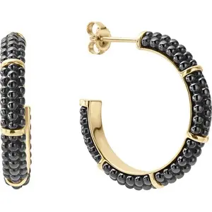 Lagos Caviar Hoop Earrings - Black