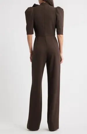 Black Halo Ara Tie Neck Jumpsuit - Espresso
