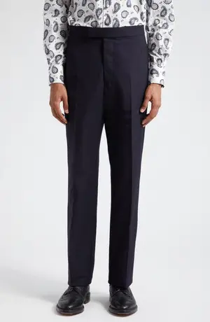 Thom Browne 4-bar Mélange Wool Pants - Dark Blue