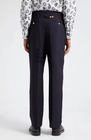 Thom Browne 4-bar Mélange Wool Pants - Dark Blue