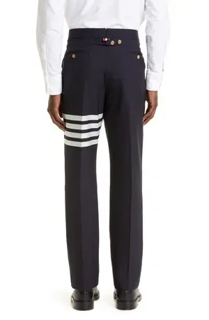 Thom Browne 4-bar Mélange Wool Pants - Navy