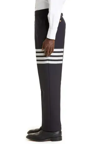 Thom Browne 4-bar Mélange Wool Pants - Navy