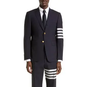 Thom Browne 4-bar Mélange Wool Sport Coat - Navy
