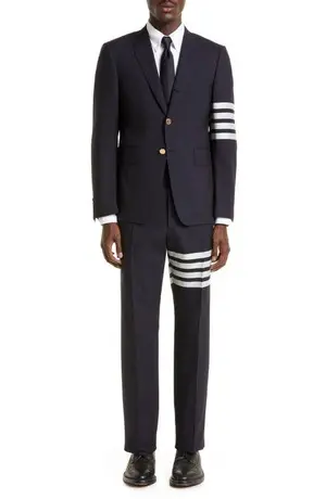 Thom Browne 4-bar Mélange Wool Sport Coat - Navy