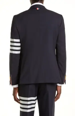 Thom Browne 4-bar Mélange Wool Sport Coat - Navy