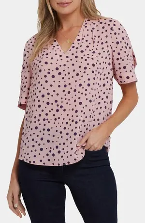 NYDJ Charming V-neck Top - Brigitte Dot
