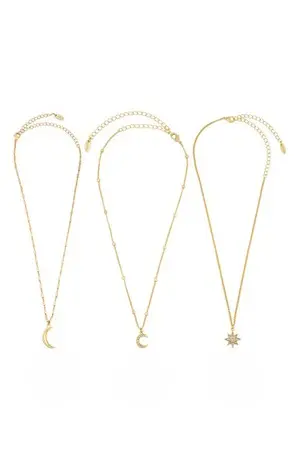 Ettika Set Of 3 Celestial Pendant Necklaces - Gold