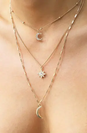 Ettika Set Of 3 Celestial Pendant Necklaces - Gold