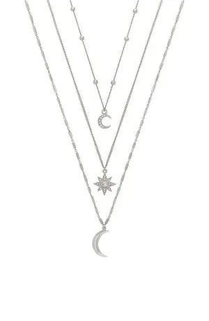 Ettika Set Of 3 Celestial Pendant Necklaces - Silver