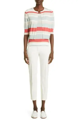 Akris Frankie Stretch Cotton Cropped Pants - Cream