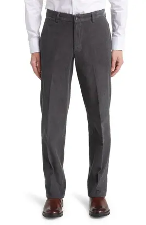 Berle Flat Front Corduroy Trousers - Moss
