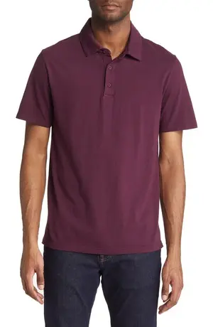 Vince Regular Fit Garment Dyed Cotton Polo Deep Wine