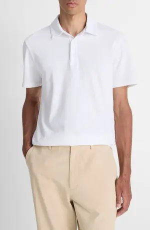 Vince Regular Fit Garment Dyed Cotton Polo - Optic White