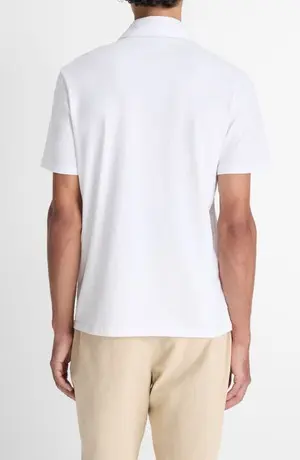 Vince Regular Fit Garment Dyed Cotton Polo - Optic White