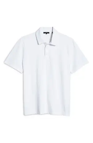 Vince Regular Fit Garment Dyed Cotton Polo - Optic White