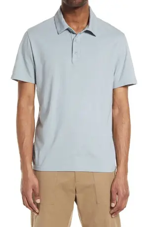 Vince Regular Fit Garment Dyed Cotton Polo Washed City Blue