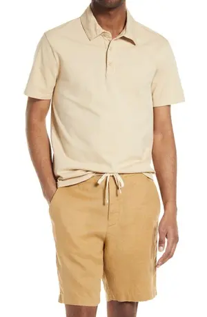 Vince Regular Fit Garment Dyed Cotton Polo Washed Eagle Rock