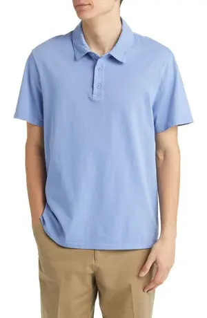 Vince Regular Fit Garment Dyed Cotton Polo Washed Periwinkle