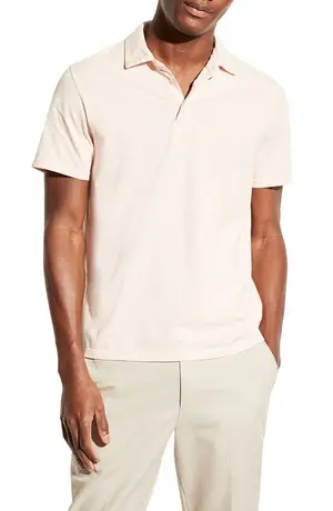 Vince Regular Fit Garment Dyed Cotton Polo Washed Rose Quartz