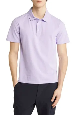 Vince Regular Fit Garment Dyed Cotton Polo Washed Wild Iris