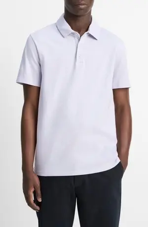 Vince Regular Fit Garment Dyed Cotton Polo Washed Willow