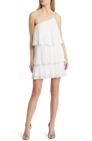 Lulus Blowing Kisses Tiered One-shoulder Minidress