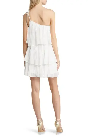 Lulus Blowing Kisses Tiered One-shoulder Minidress