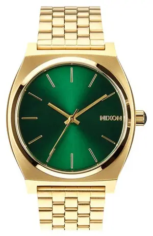 Nixon The Time Teller Bracelet Watch - Gold/green Sunray