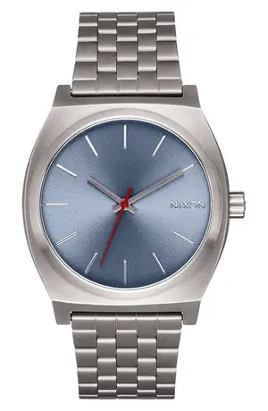 Nixon The Time Teller Bracelet Watch - Light Gunmetal / Dusty Blue