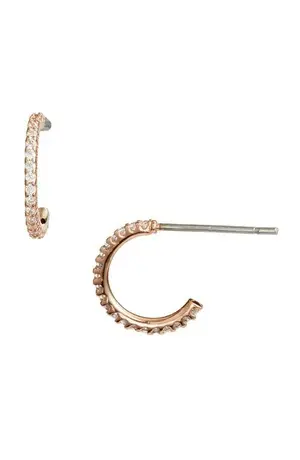 Nordstrom Pavé Huggie Hoop Earrings Clear- Rose Gold
