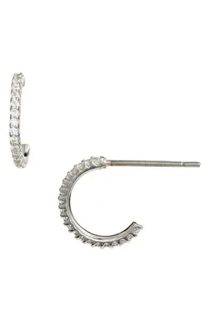 Nordstrom Pavé Huggie Hoop Earrings - Clear- Silver