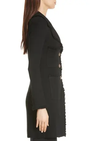 St. John Collection Fringed Wool Blend Milano Piqué Knit Topper